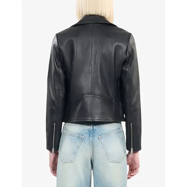 The Kooples Asymmetric Fastened Lambskin-leather Biker Jacket