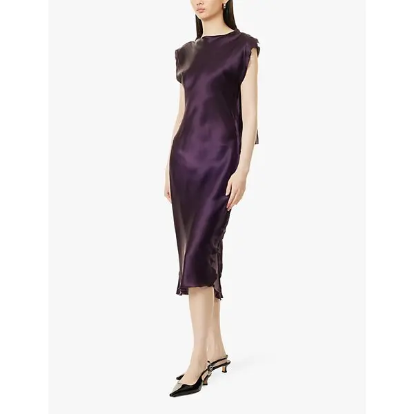 LEEM Sleeveless Flared Hem Silk Midi Dress