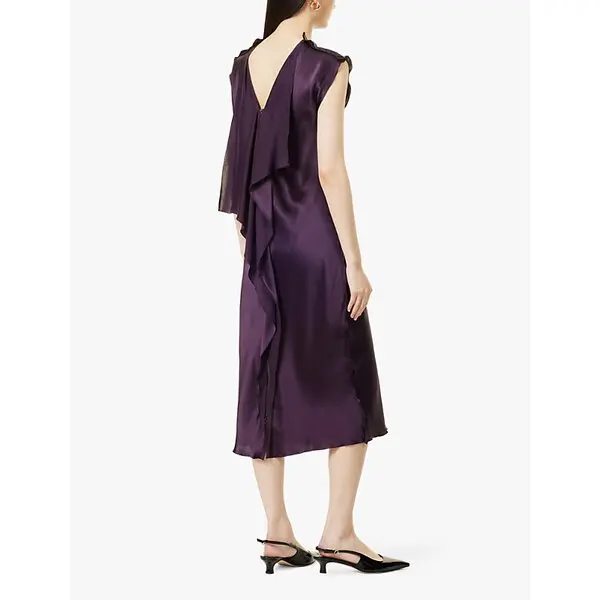 LEEM Sleeveless Flared Hem Silk Midi Dress
