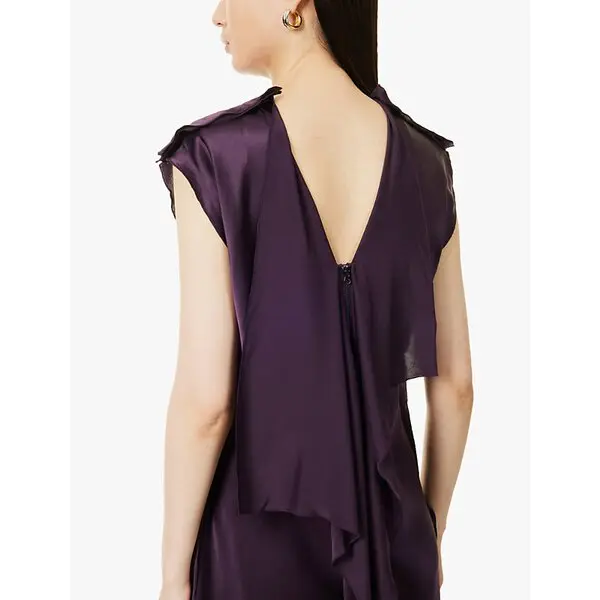 LEEM Sleeveless Flared Hem Silk Midi Dress
