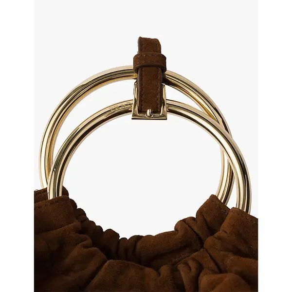 Prada Suede Bucket Bag With Brand Plaque