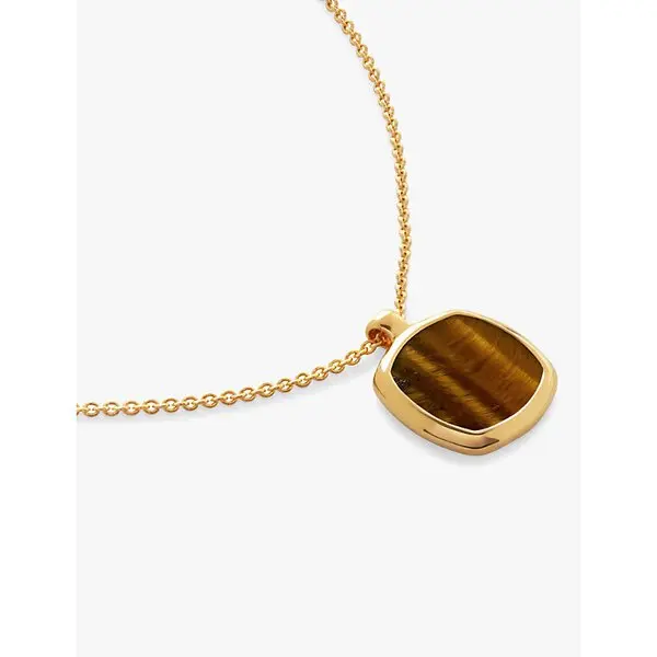 Monica Vinader Delphi Tiger's Eye Pendant Necklace - Yellow Gold