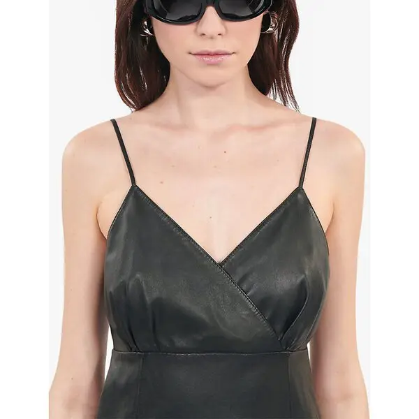 chinese dress ladies The Kooples Black Leather Strapless Dress – Runway Catalog main image 1