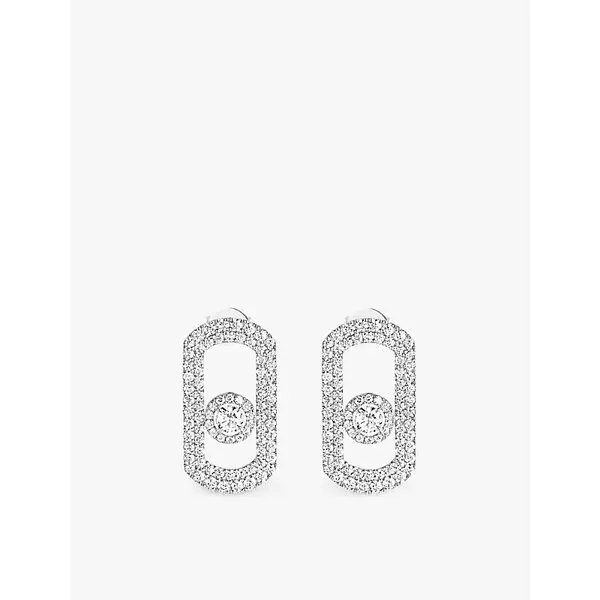 Messika So Move Pavé 18ct Gold Diamond Earrings - White Gold