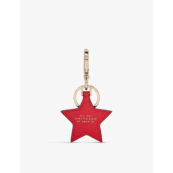Smythson Panama Star-shaped Leather Keyring - Scarlet Red