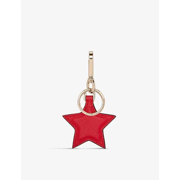 Smythson Panama Star-shaped Leather Keyring - Scarlet Red