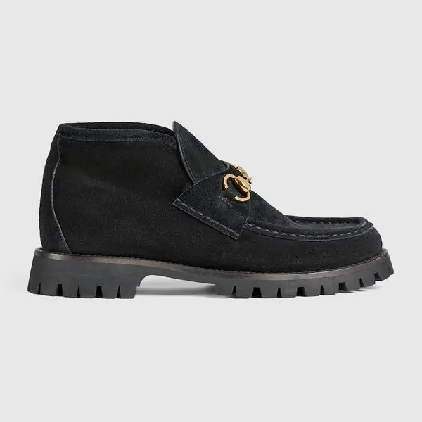 Gucci Horsebit Suede Ankle Boots - Black