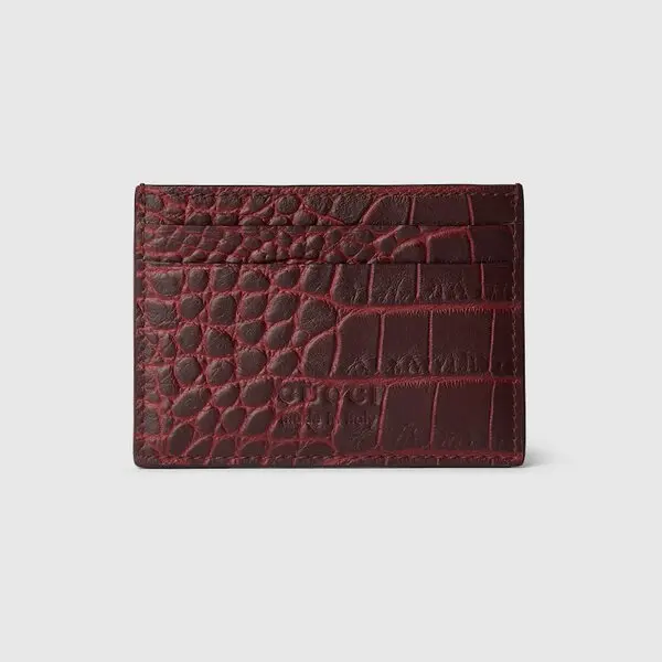 Gucci Crocodile Card Case Precious - Bordeaux | Editorialist