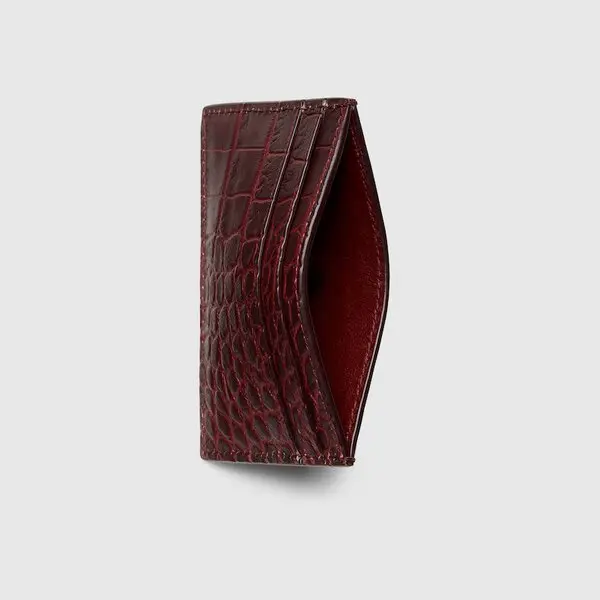 Gucci Crocodile Card Case Precious - Bordeaux | Editorialist