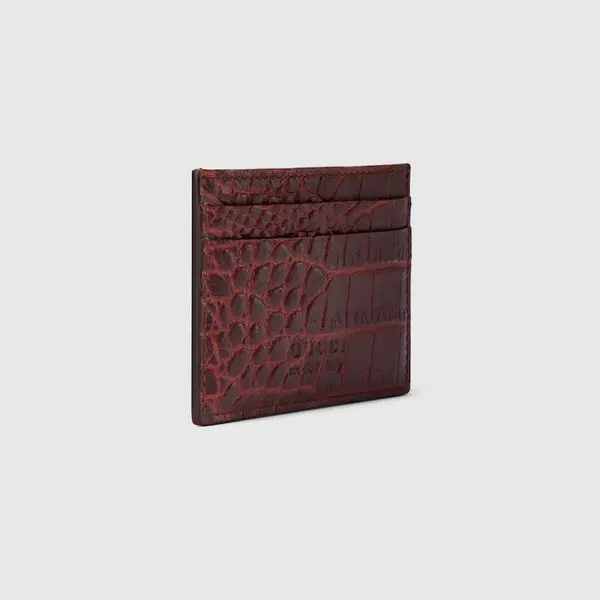 Gucci Crocodile Card Case Precious - Bordeaux | Editorialist