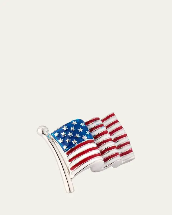 JAN LESLIE Sterling Silver American Flag Lapel Pin