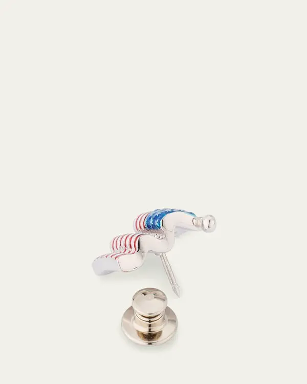 JAN LESLIE Sterling Silver American Flag Lapel Pin