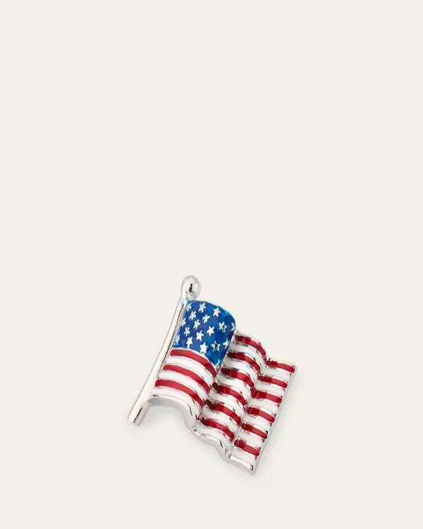 JAN LESLIE Sterling Silver American Flag Lapel Pin