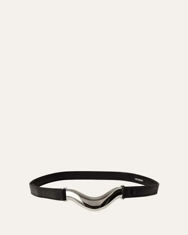 DEHANCHE Brancusi Leather And Metal Belt - Black Silver