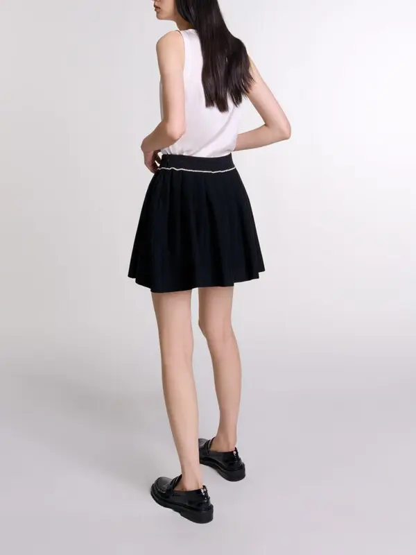 Maje Wool Pleated Knit Short Skirt