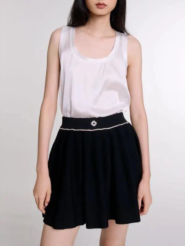 Maje Wool Pleated Knit Short Skirt