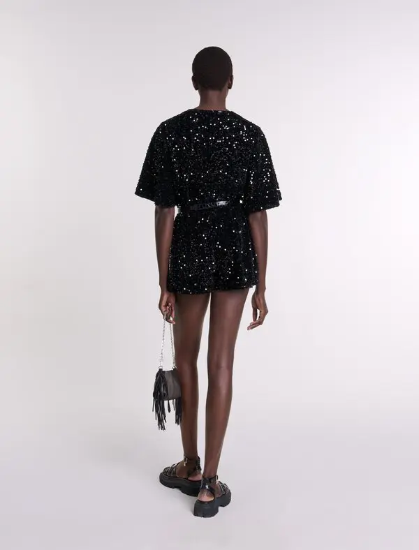 Maje Sequined Velvet Playsuit