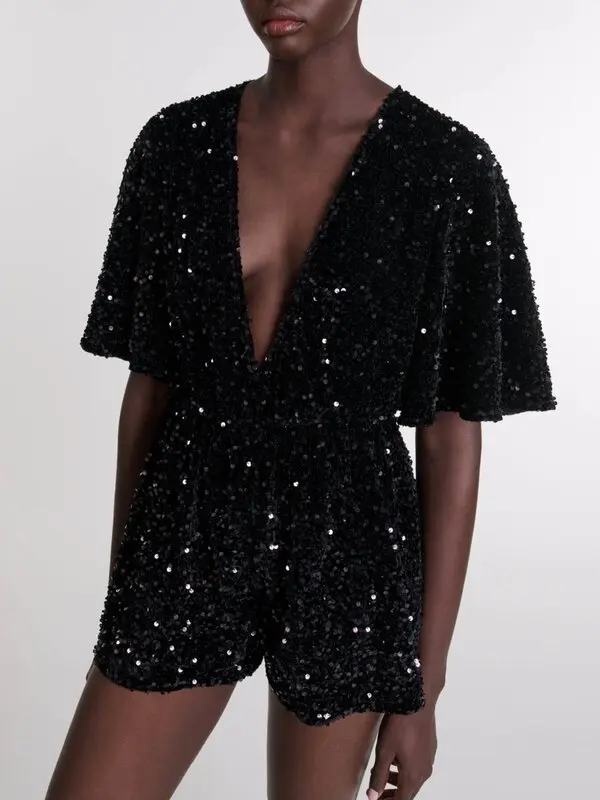 Maje Sequined Velvet Playsuit