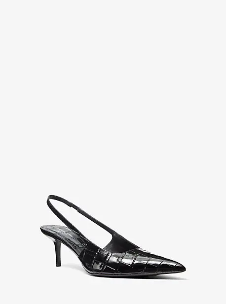 Michael Kors Emma Crocodile Embossed Leather Slingback Pump