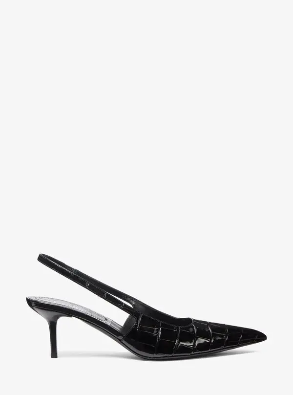 Michael Kors Emma Crocodile Embossed Leather Slingback Pumps