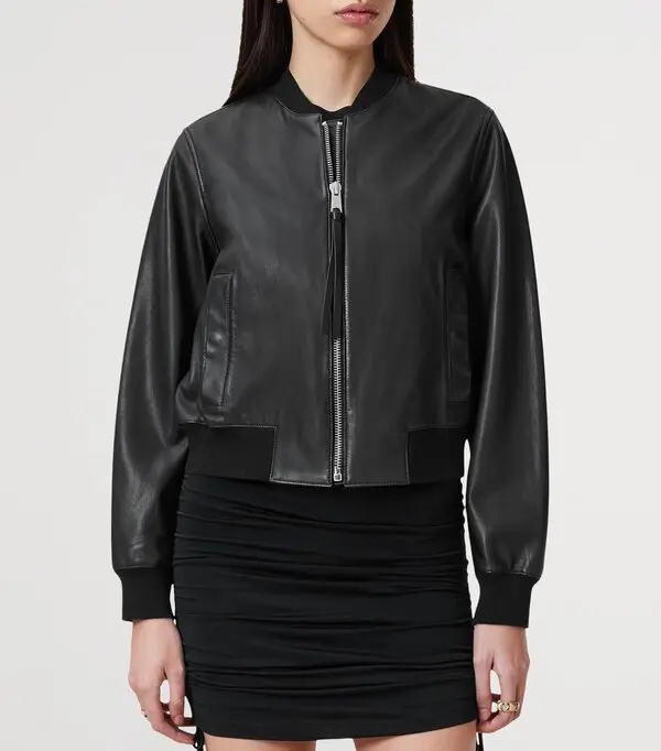 ALLSAINTS Leather Orten Bomber Jacket - Black