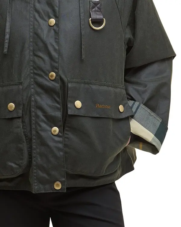 Barbour Reighton Waxed Hooded Jacket - Fern/ancient