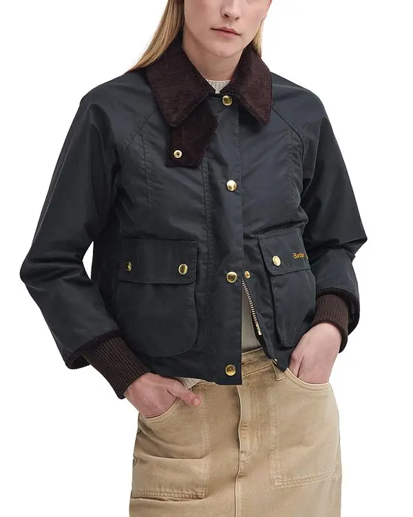 Barbour Beadnell Cropped Waxed Jacket - Sage/ancient