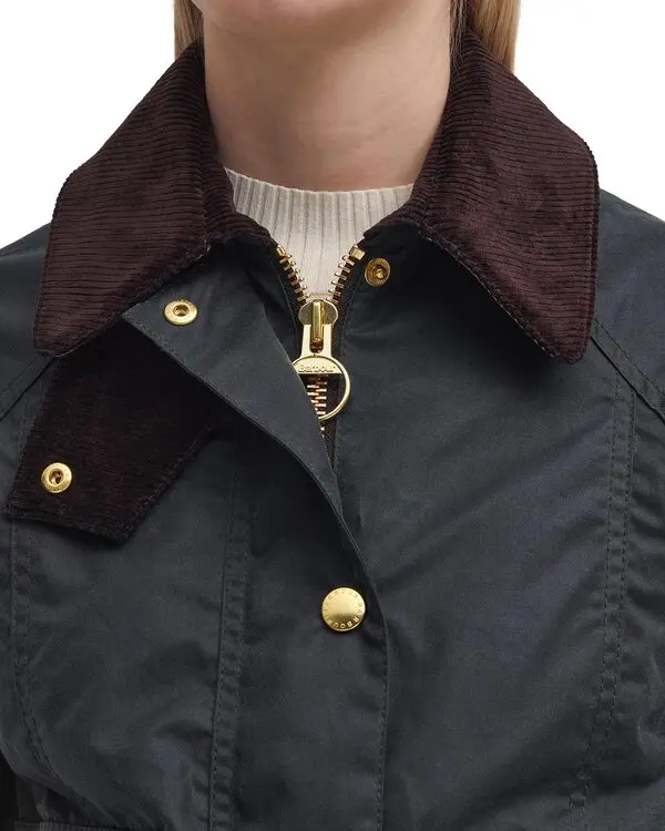 Barbour Beadnell Cropped Waxed Jacket - Sage/ancient