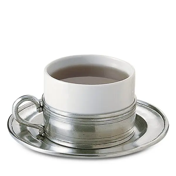 MATCH Cappuccino Cup With Saucer - Pewter