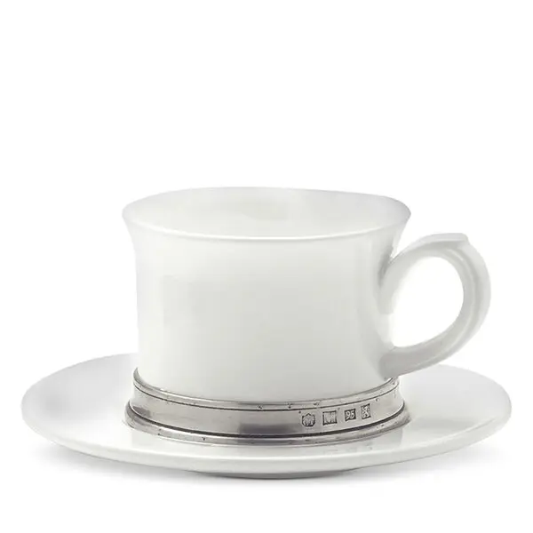 MATCH Convivio Cappuccino/tea Cup With Saucer - Pewter/white