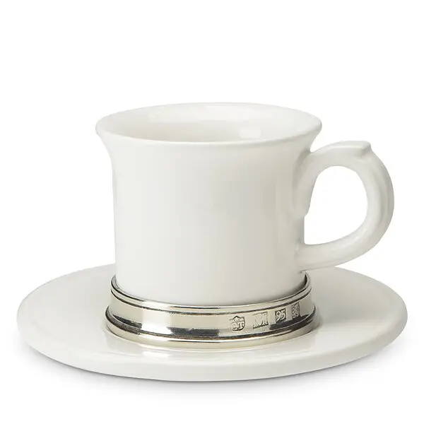 MATCH Convivio Espresso Cup With Saucer - Pewter/white
