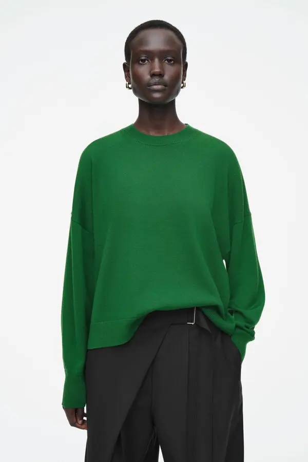 Cos Merino Wool Crew-neck Jumper - Green