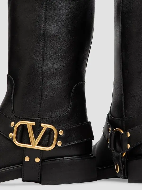 Valentino Garavani Vlogo Signature Calfskin Ankle Boots 30mm