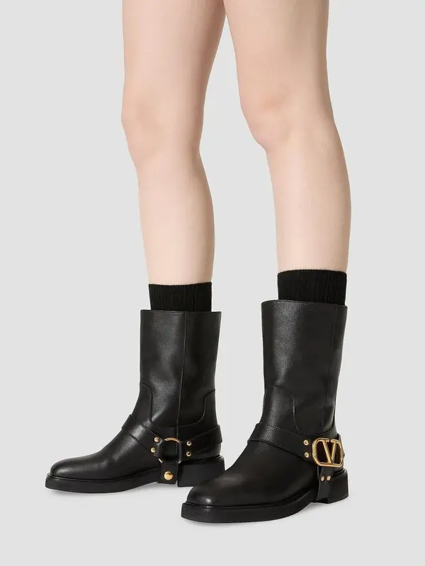 Valentino Garavani Vlogo Signature Calfskin Ankle Boots 30mm