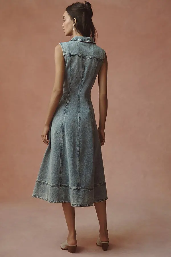 white christmas dresses Ania Long Balloon Style Midi Dress Denim Blue– Selfie Leslie main image 0