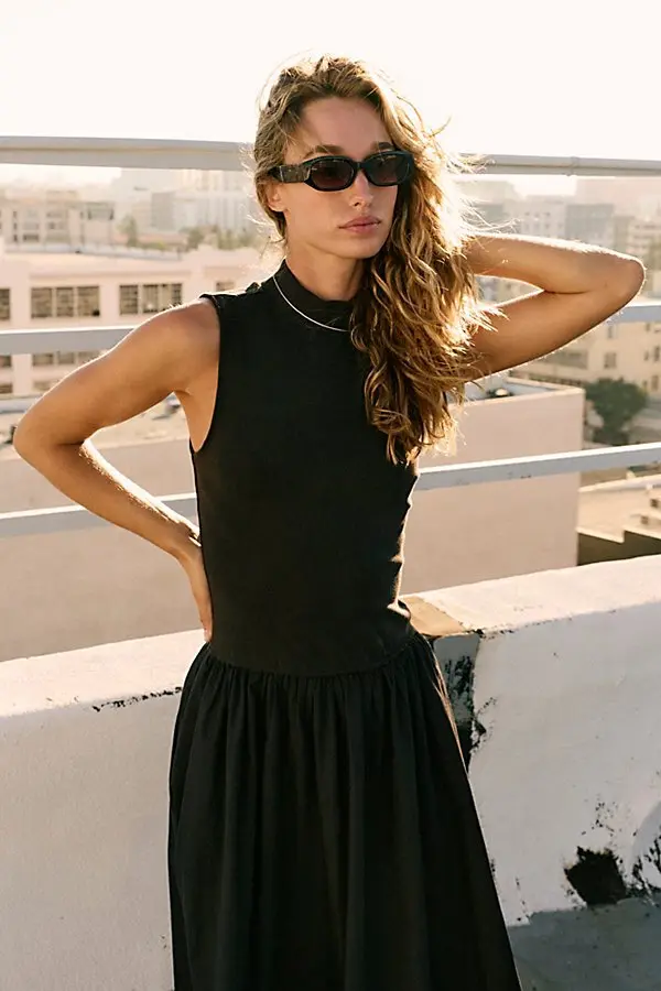 pepita midi dress Free People Pepita Midi Dress - Black