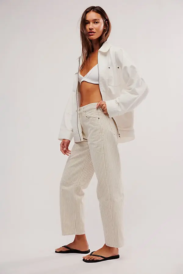 Citizens Of Humanity Miro Stripe Relaxed Jeans - Khaki Stripe