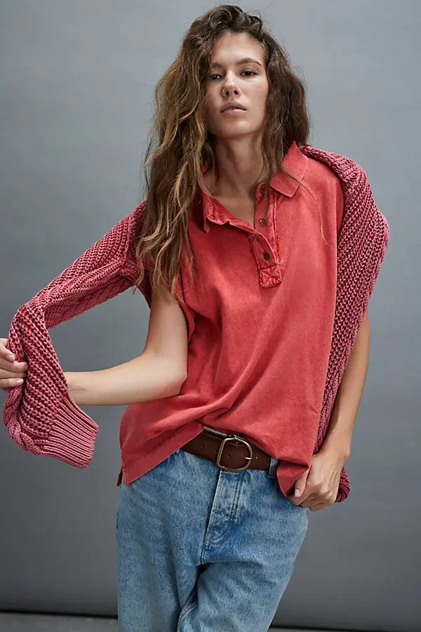 Free People We The Free Keep On Polo - Fiery Red