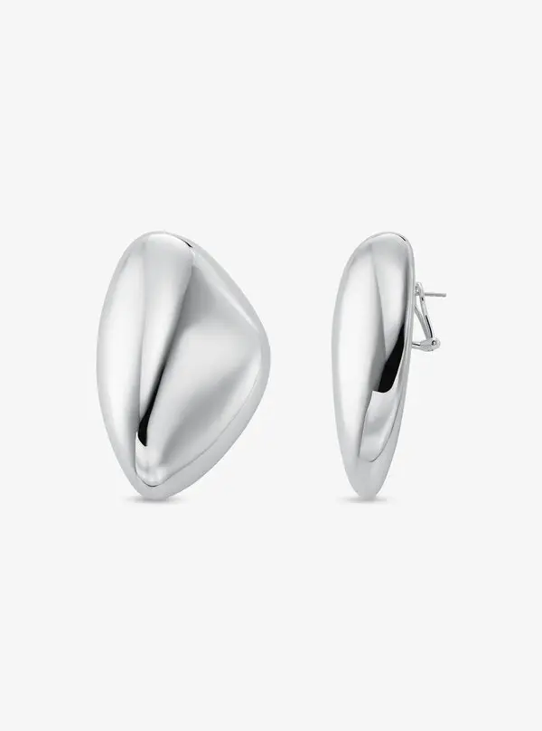 Michael Kors Large Precious Metal-plated Brass Pebble Earrings In By - Silver
