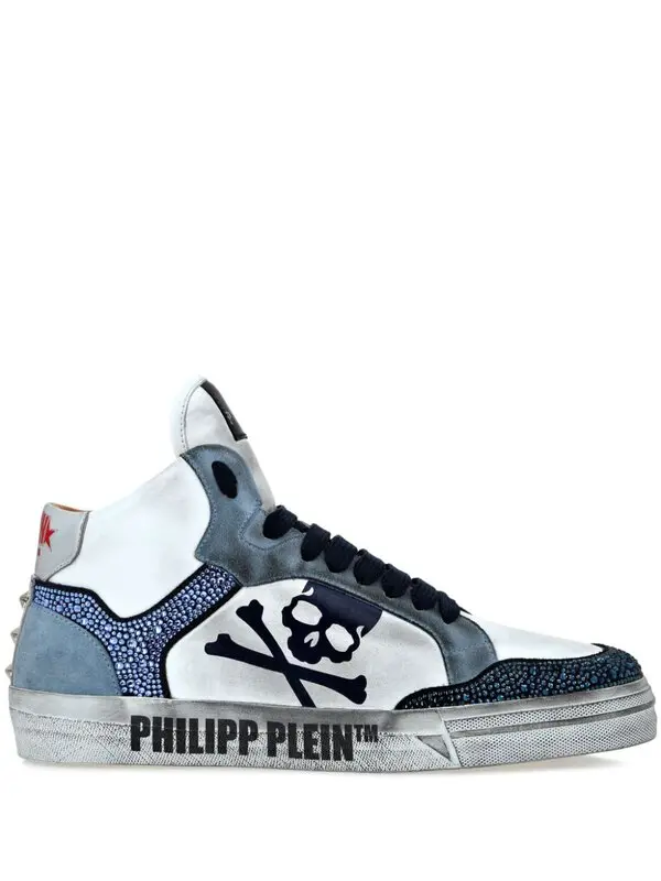 Philipp Plein Strass Retrokickz High-top Sneakers - White