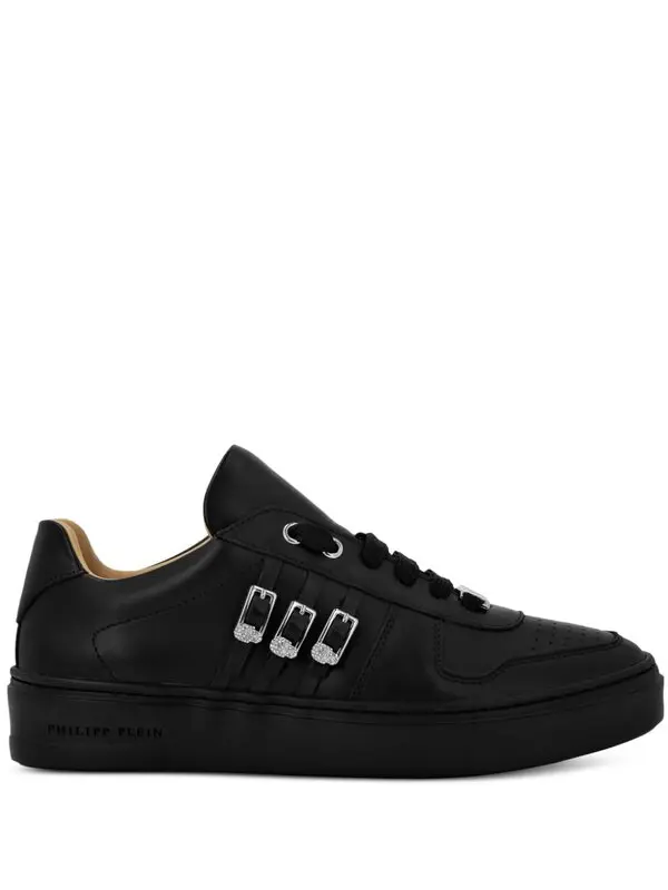 Philipp Plein Skull Appliqué Leather Sneakers