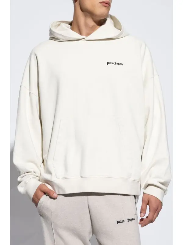 Palm Angels Logo-embroidered Hoodie - White