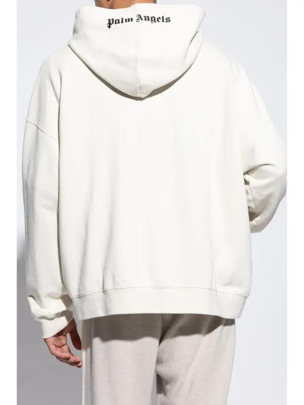 Palm Angels Logo-embroidered Hoodie - White