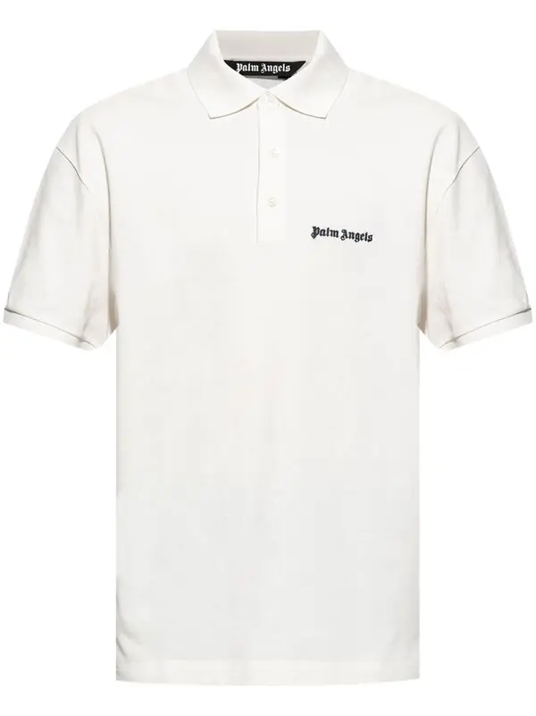 Palm Angels Logo-embroidered Polo Shirt - White