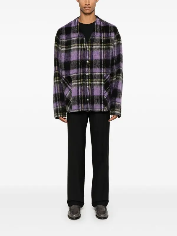 Palm Angels Plaid-check Virgin Wool Cardigan
