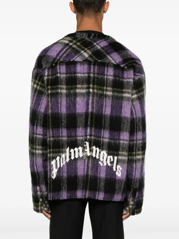 Palm Angels Plaid-check Virgin Wool Cardigan