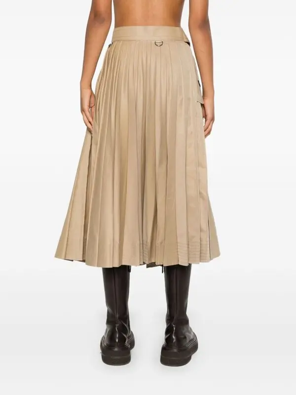 Sacai Plissé Midi Skirt - Neutrals