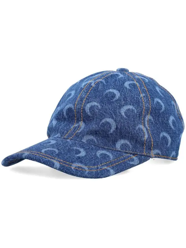 MARINE SERRE Crescent Moon Denim Baseball Cap - Blue