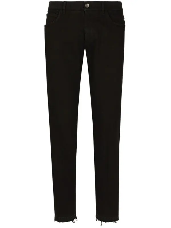Dolce & Gabbana Distressed Hem Slim-fit Jeans - Black
