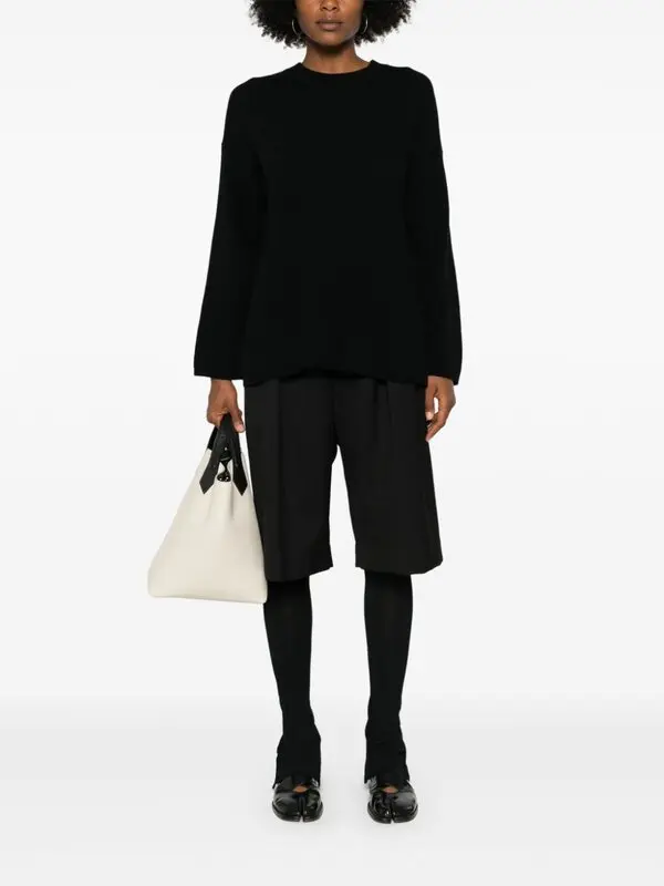 ALLUDE Crew-neck Cashmere Sweater - Black